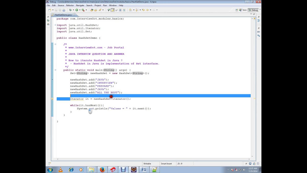 ITERATE HASHSET IN JAVA DEMO