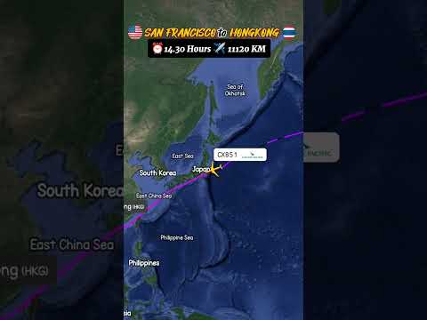 San Francisco to Hongkong Flight Route - Cathay Pacific Airline #aviation #travel #flight #shorts
