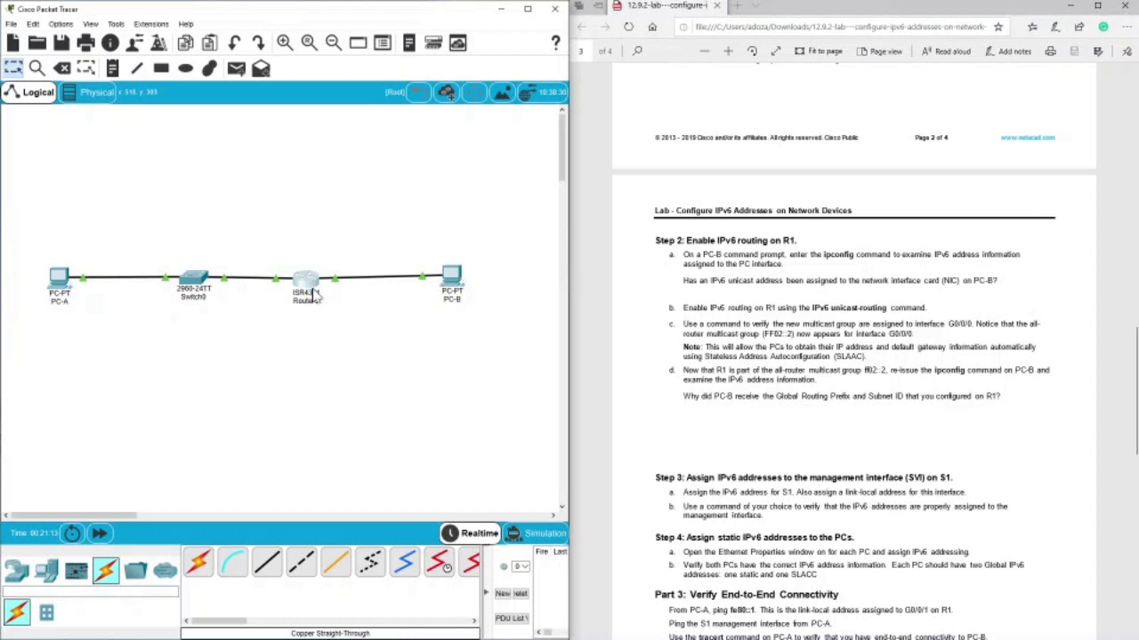 (CCNA7-1-v7) 12.9.2  Configure IPv6 Addresses on Network Devices