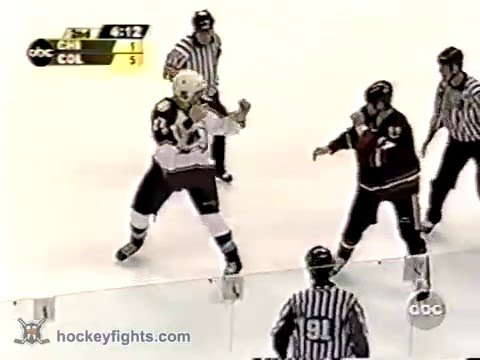 Chris Simon vs. Scott Parker, March 22, 2003 - Chicago Blackhawks vs ...