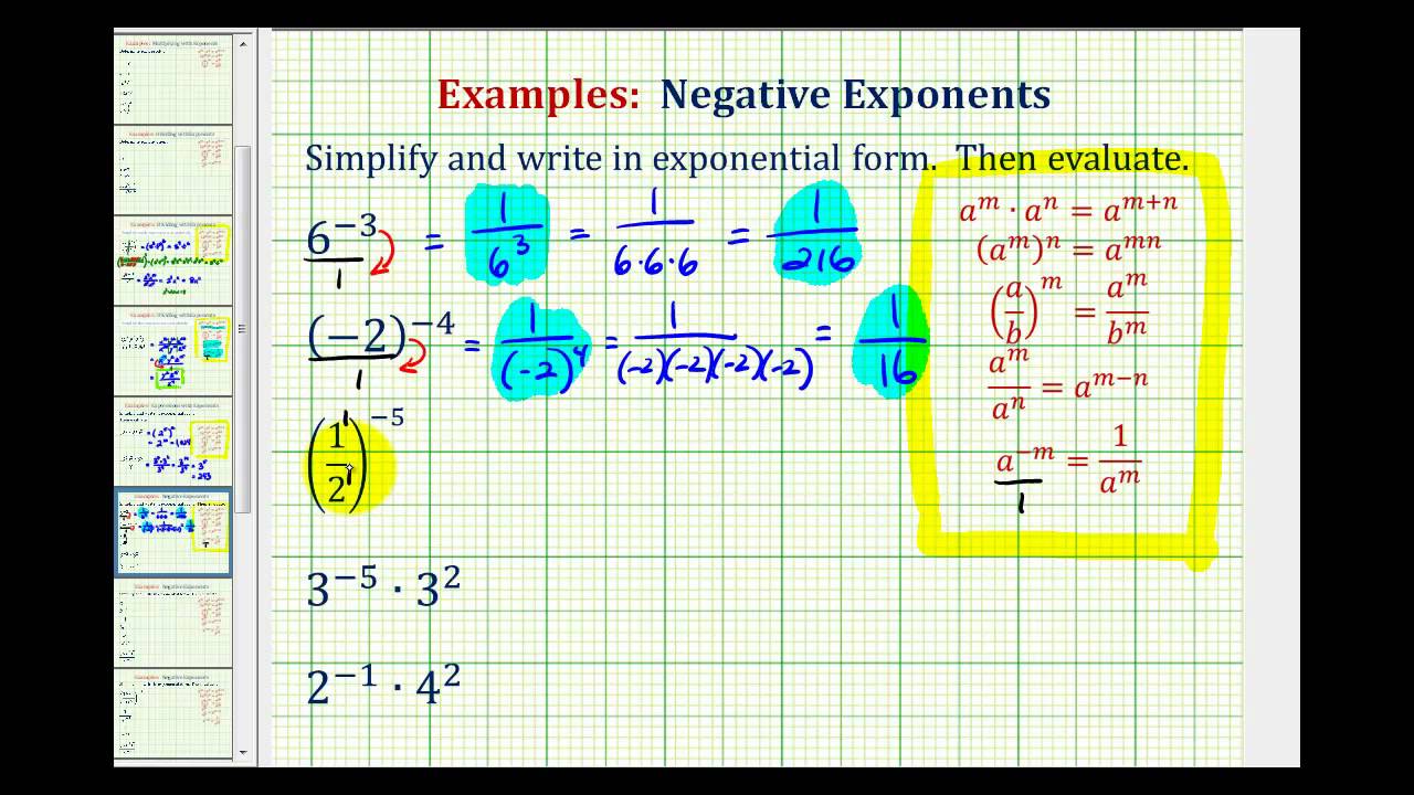 Ex 1:  Simplify Exponential Expressions With Negative Exponents - Basic