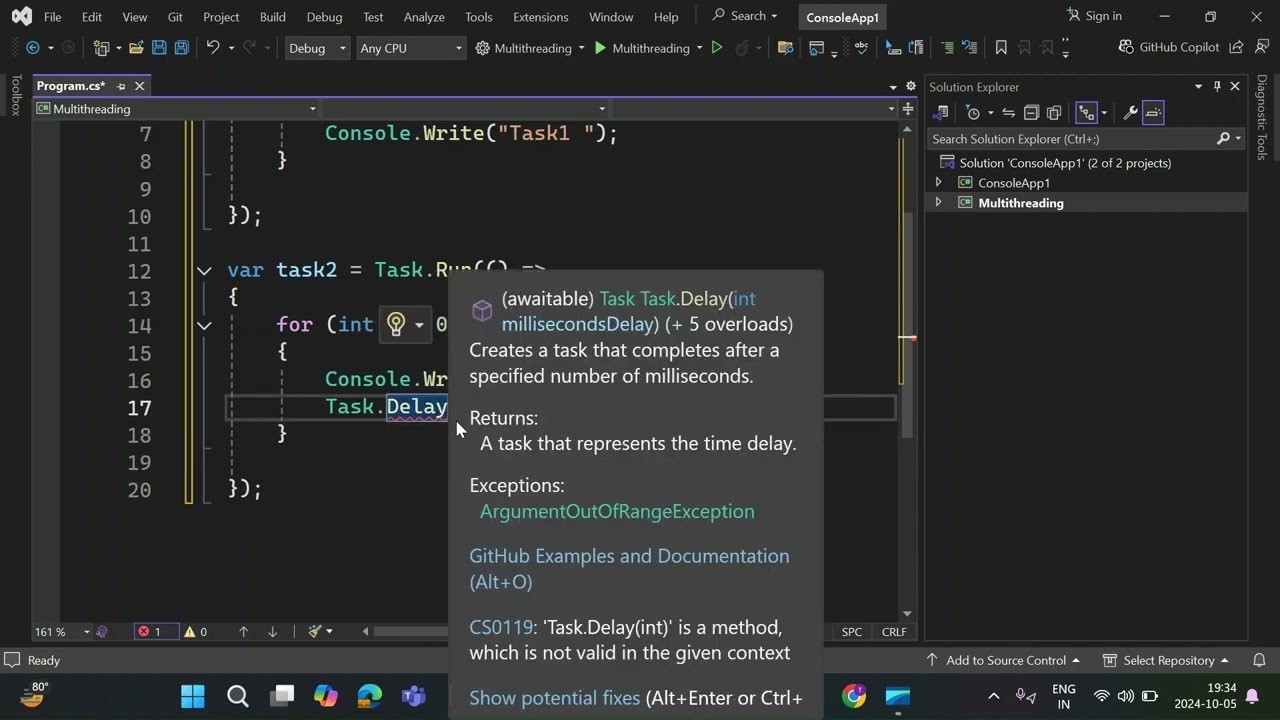Multithreading in c# | Task Parallel library in C# | TPL
