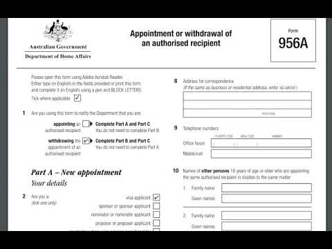 Form 956A Appointment or withdrawal of an authorised recipient for Australia