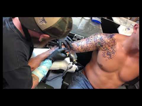 Neo-Japanese Dragon & Hannya Mask Sleeve Time Lapse Video Pt. 1 Jason Drager @ Mantra Tattoo