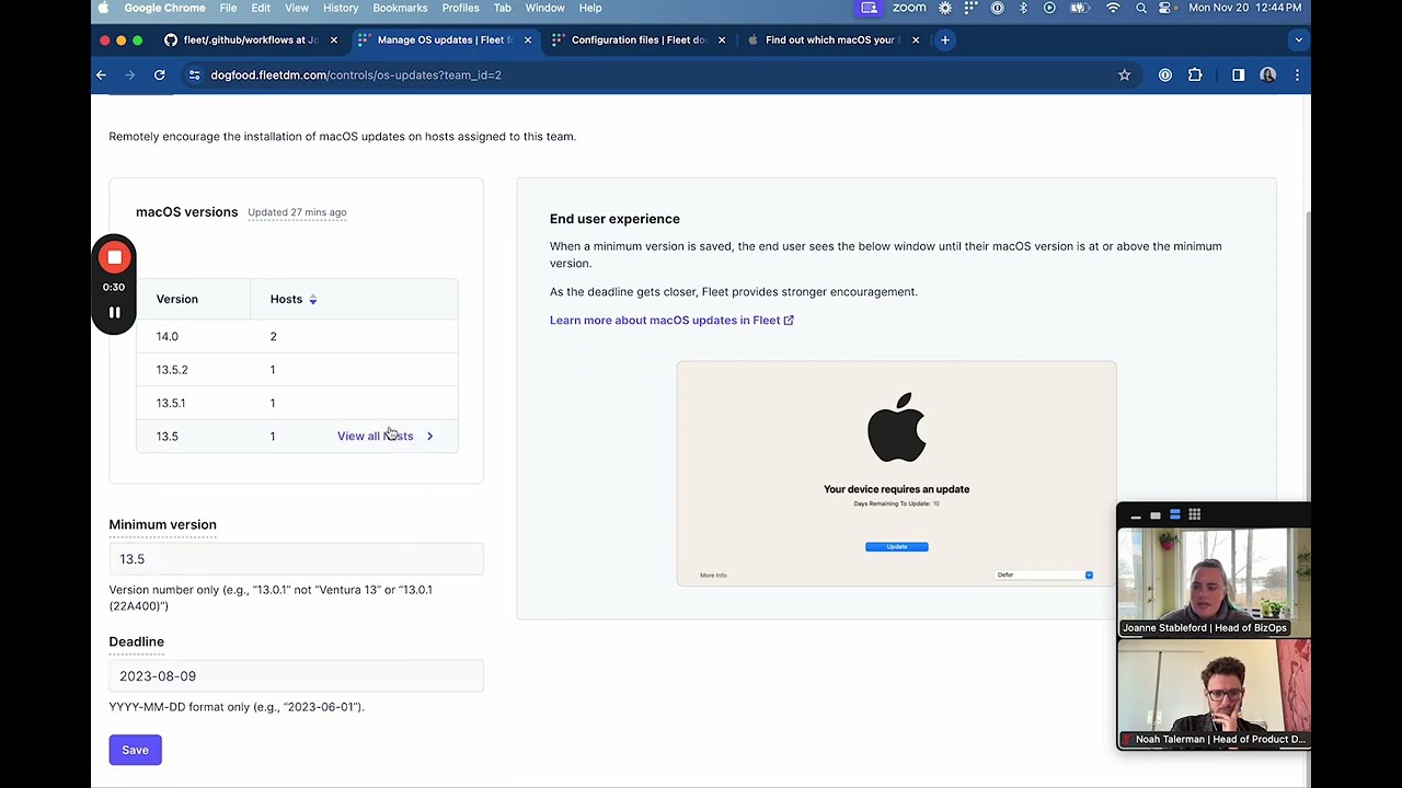 Updating minimum required macOS version in Fleet using GitHub