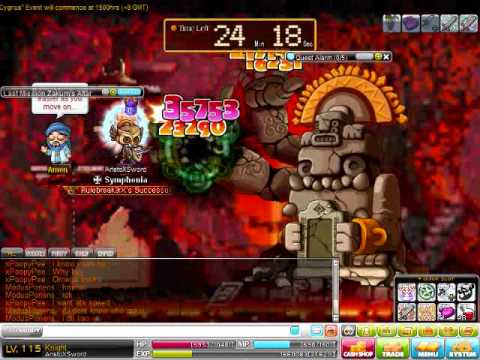 Fighting Zakum arms for exp till lvl 120 050911 | aristoxsword