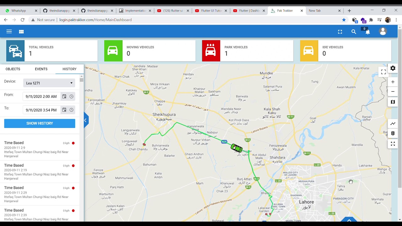 GPS vehicle tracking Software with  beautiful Admin Dashboard , See smooth movement of Marker