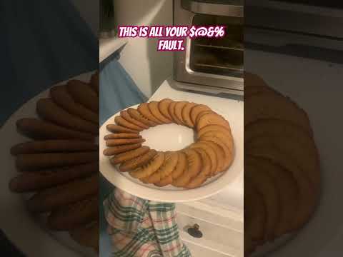 74 cookies. Dont get baked and then bake. You will end up with more food than you anticipated.