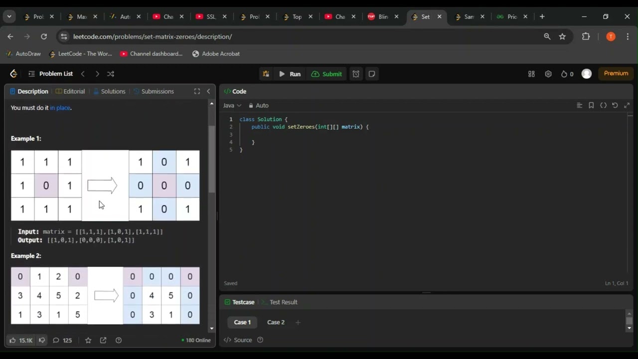 73.  Set Matrix Zeroes  |  Leetcode | DSA | JAVA