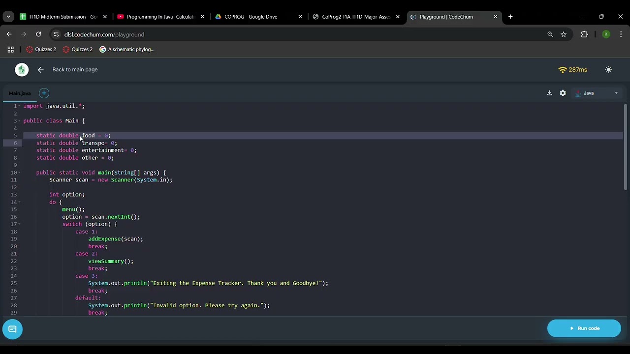 Coding In Java - Simple Expense Tracker