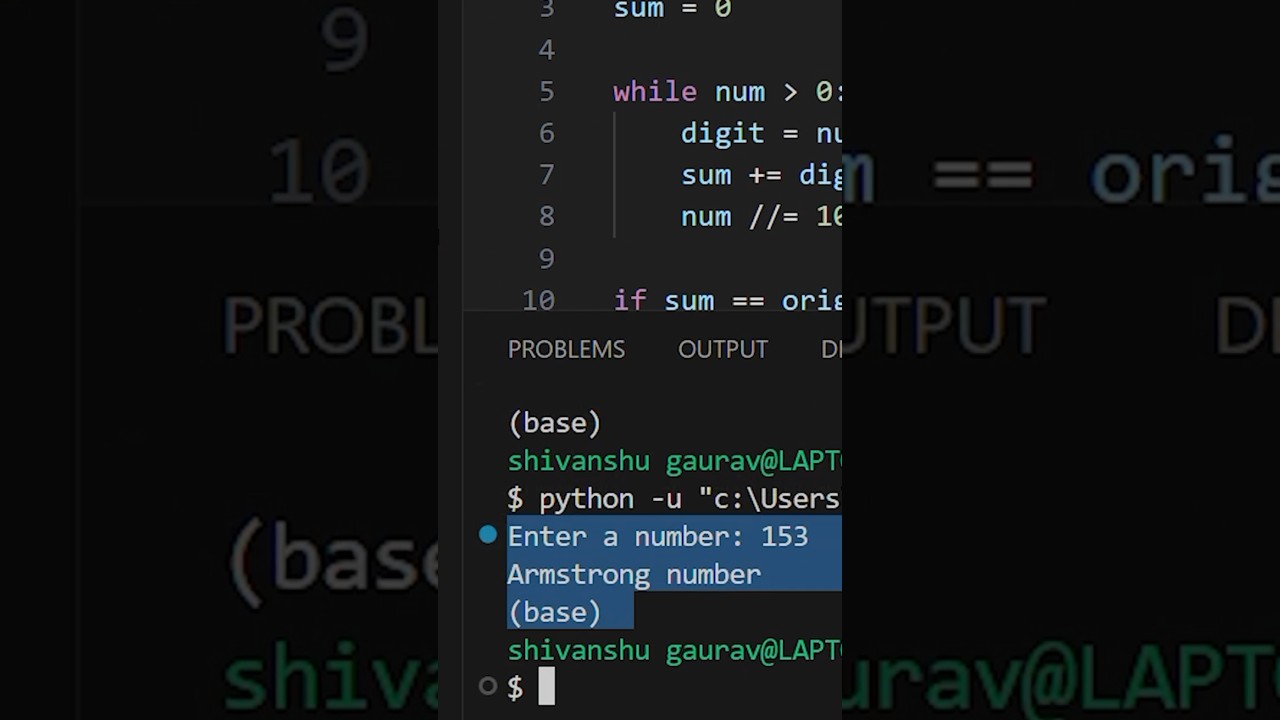 how to check armstrong number in python ( python for beginners ) #python #armstrongnumber