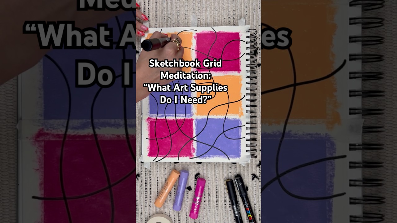 Easy sketchbook grid (tutorial & supplies) ✨🧠 #artmeditation #arttherapy #satisfyingart #zendoodle