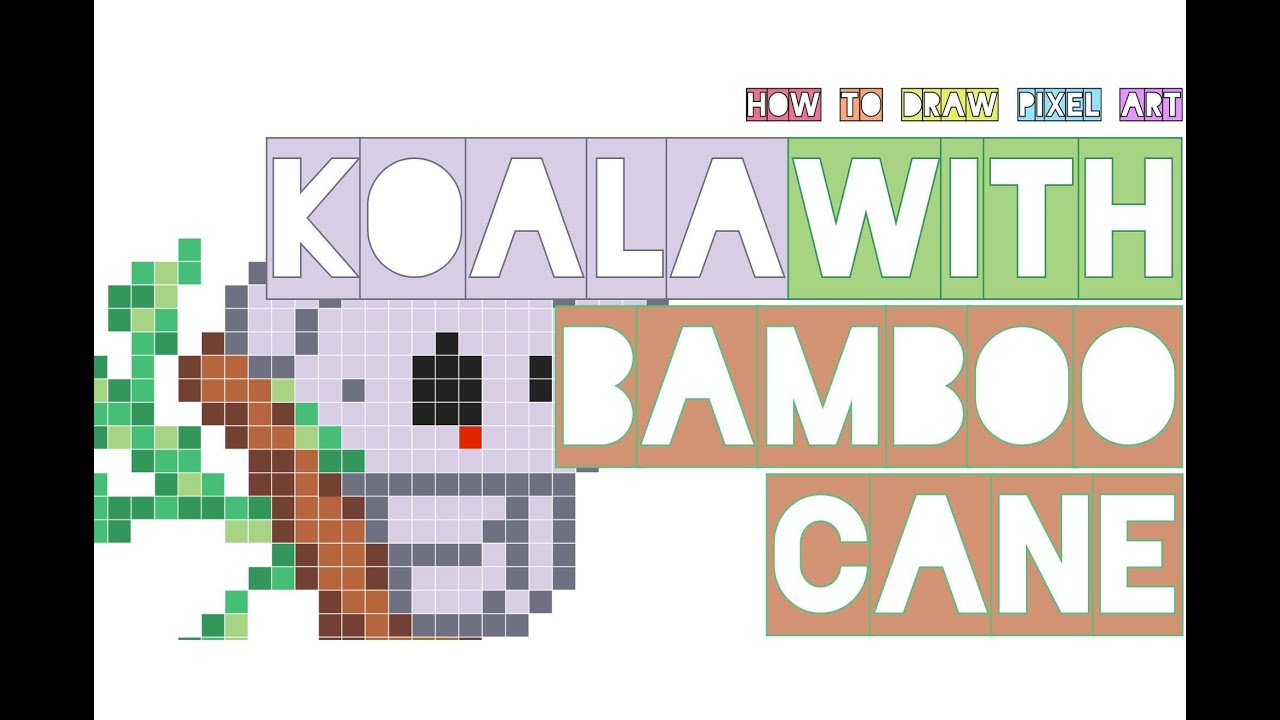 how to draw a koala bear on a bamboo cane | cute animation doodle | pixel art perler beads