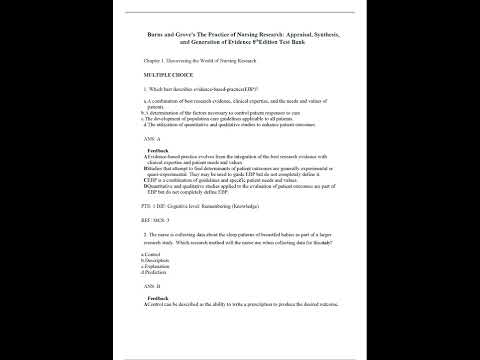 Burns and Groves The Practice of Nursing Research 8th Edition Test Bank complete answers