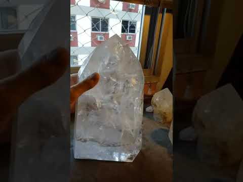14.9 lbs large quartz crystal 12 3/8 inches tall