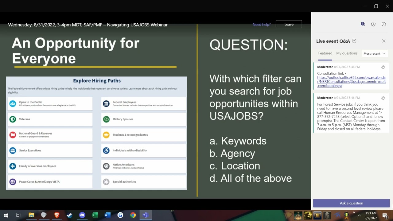 USDA Forest Service - Navigating USAJOBS 08 31 2022
