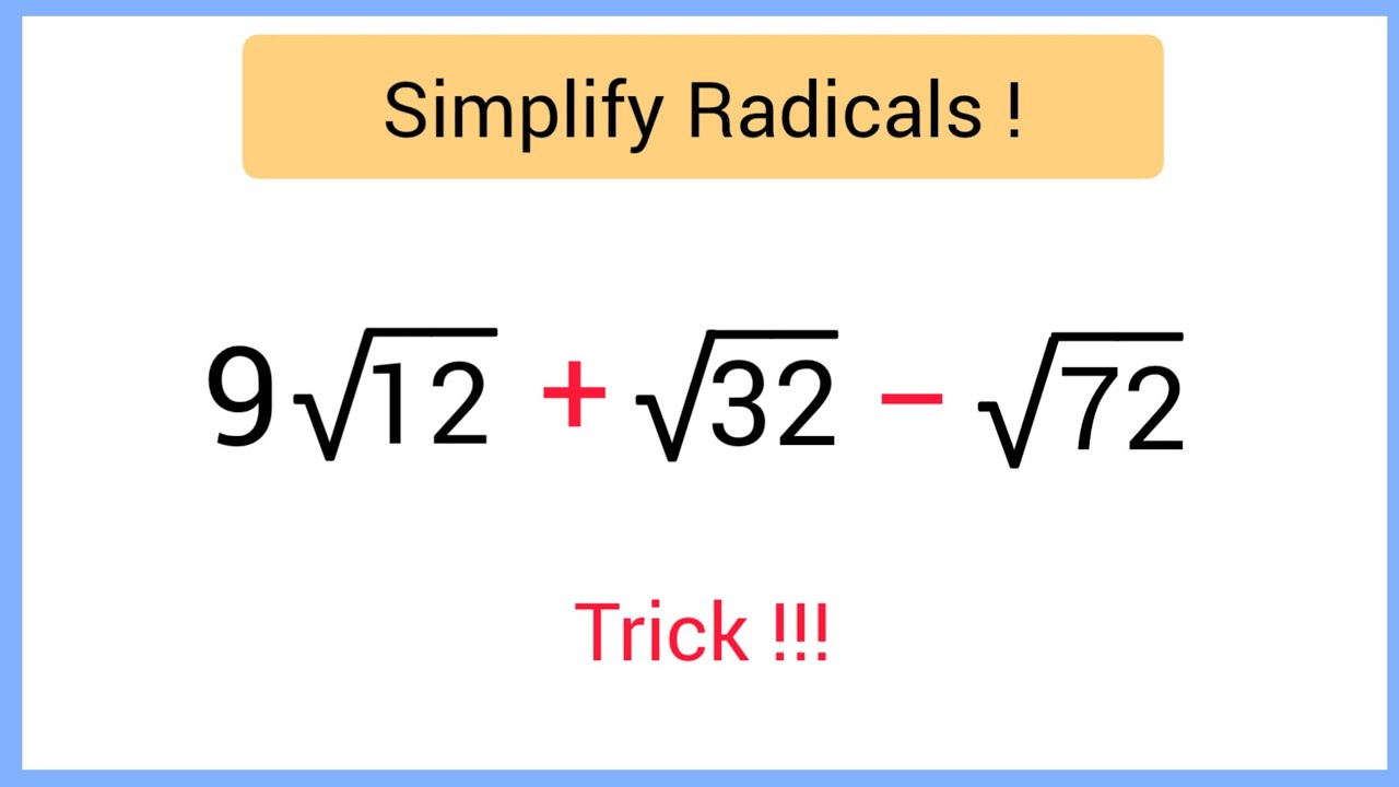 Simplify Radicals Equations | Nice Maths Olympiad | Square root Question