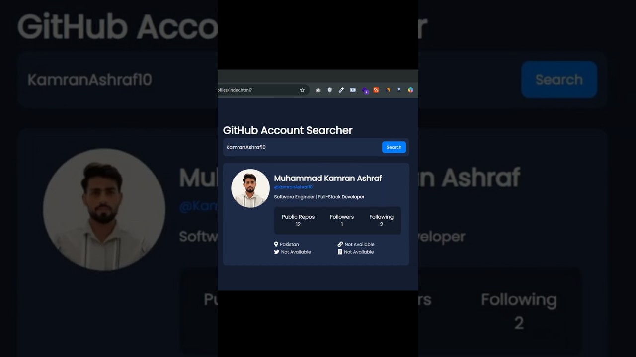 GitHub Profile Search App | Fetch User Data with JavaScript