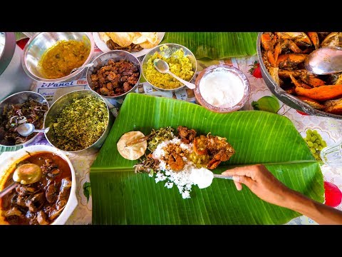 Sri Lankan Tamil Food - BANANA LEAF MEAL and Lagoon Crabs in Trincomalee, Sri Lanka