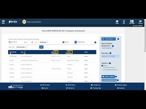 INOSOWPS Indiana Oversize Overweight Permit System Navigating the Company Dashboard