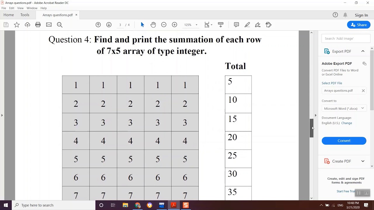 Solving arrays exercises