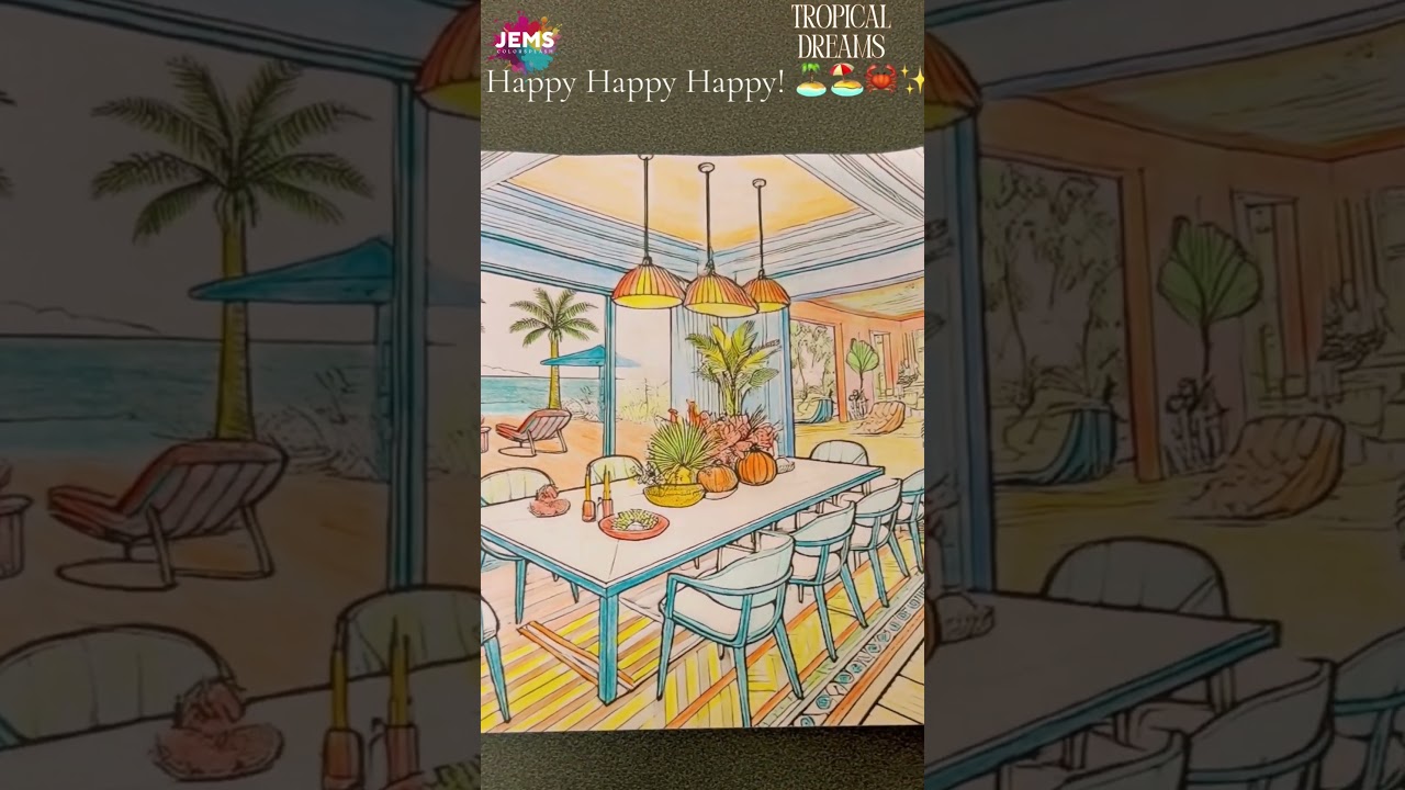 Happy Kitchen Coloring page #oceancolors #relaxingcoloring #coloringadventure #tropicalcoloring