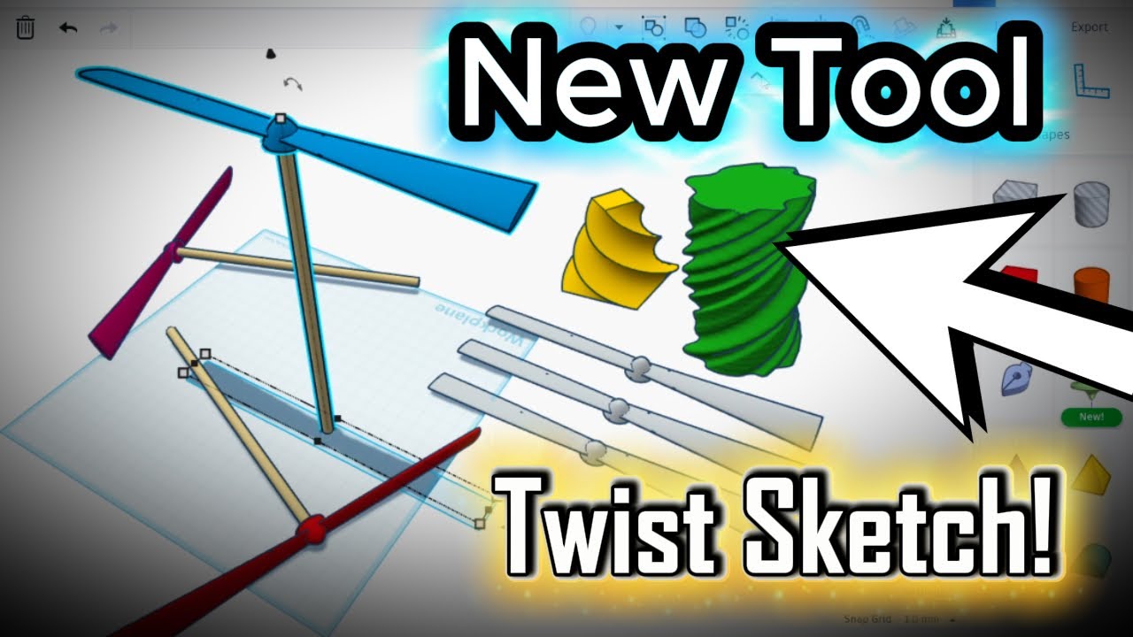 Tinkercad Tutorial, NEW FEATURE First Look! Twist Sketch!!! ( 3D Modeling )