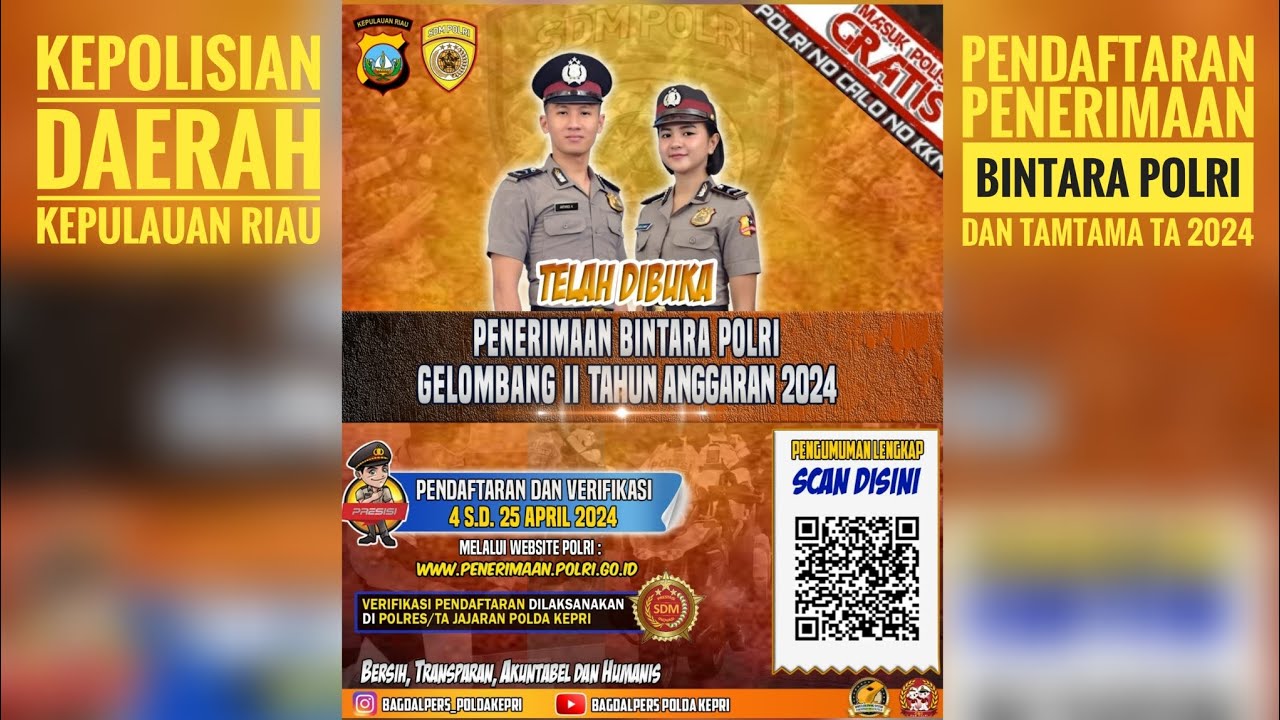 Pendaftaran Penerimaan Bintara Polri dan Tamtama TA 2024 Polda Kepri Dibuka – Orbit Kepri