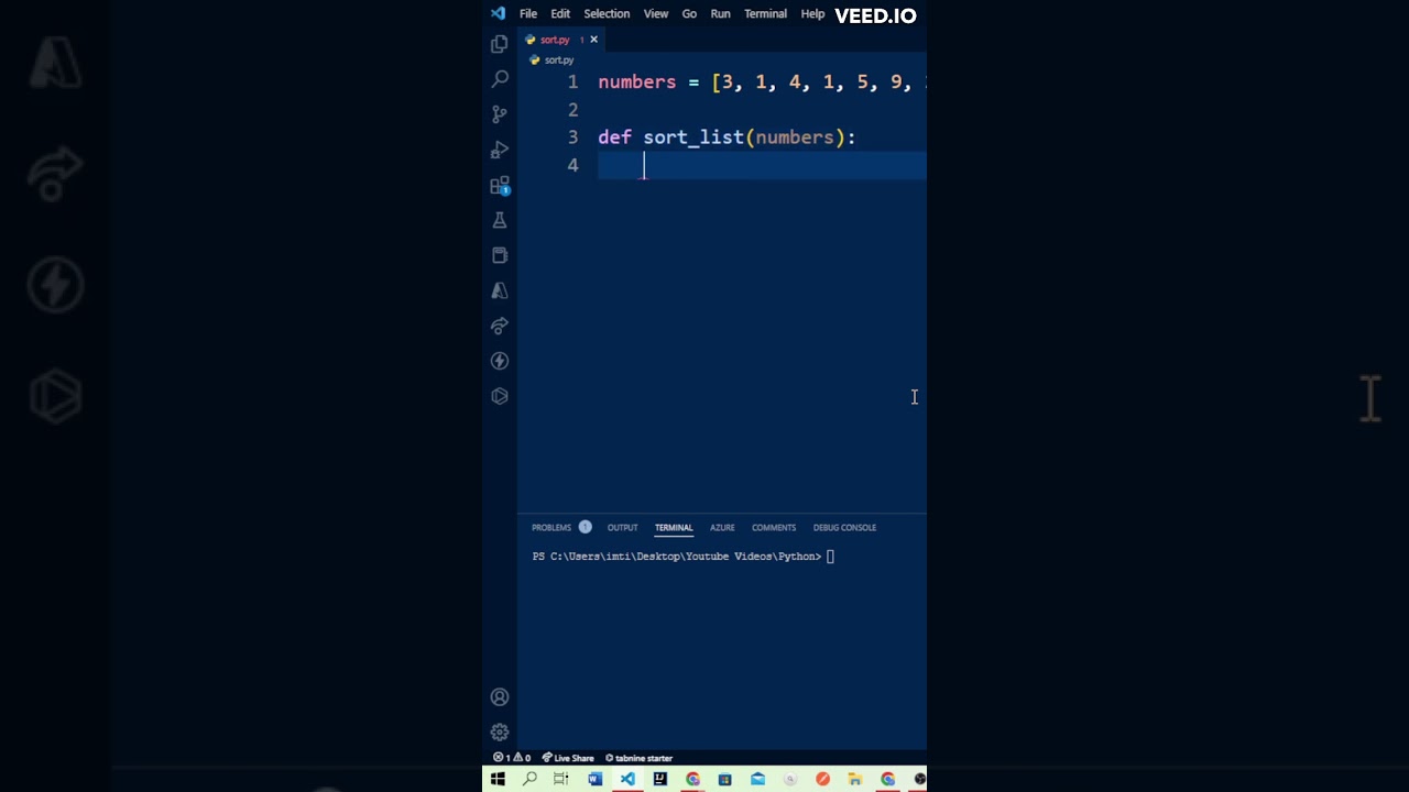 Sorting a list in Python #shorts