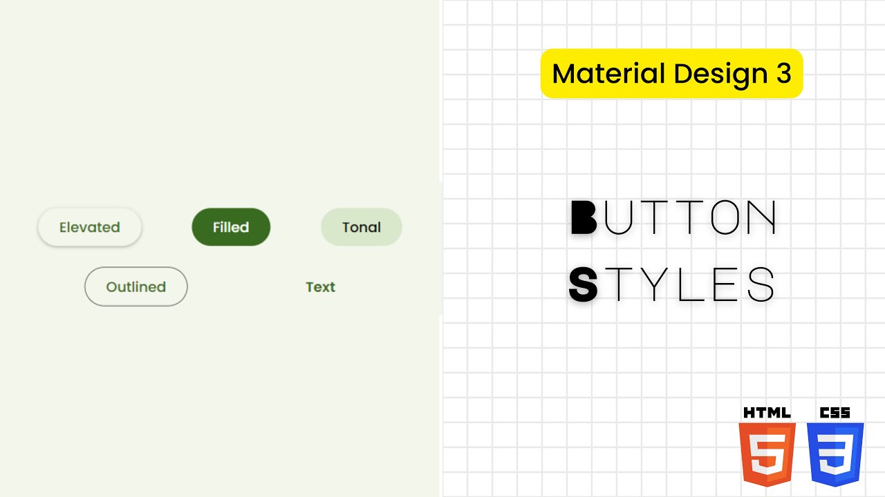 Stunning Button Styles with Google Material 3 Design using HTML and CSS