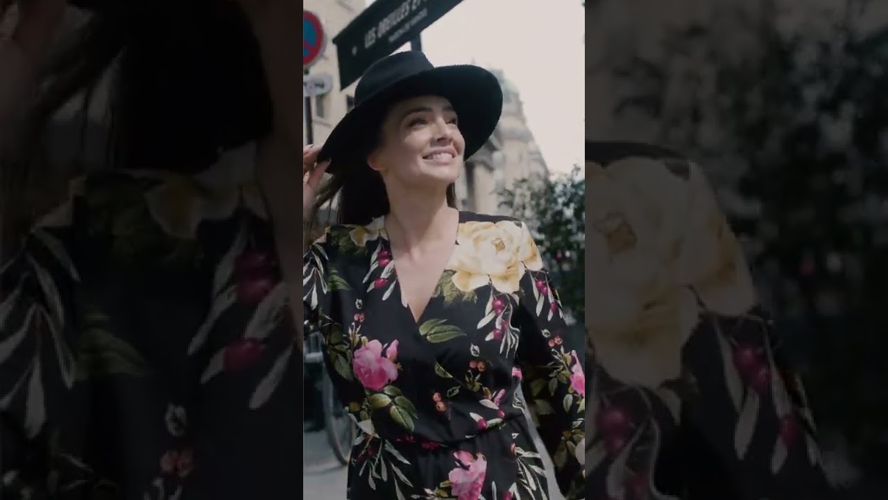 Chérir Paris - Black dress with rose print