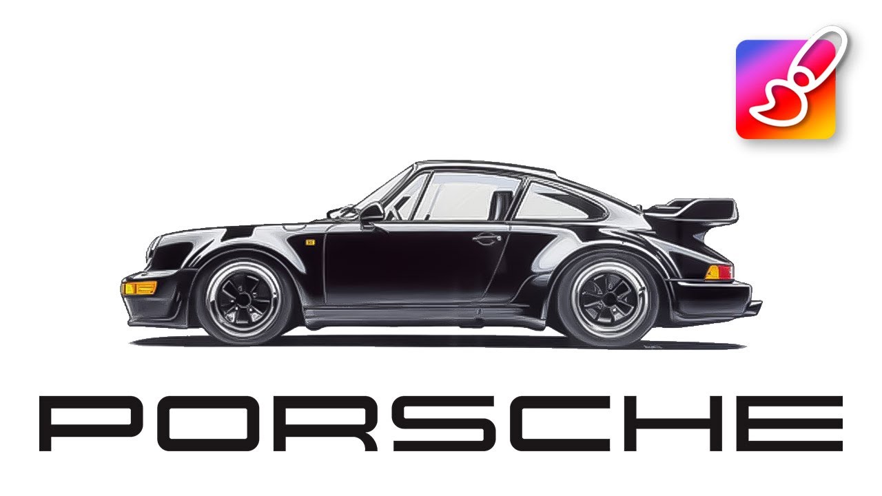 How to draw a PORSCHE 911 1975 step by step | Drawing PORSCHE 930 Turbo 1980