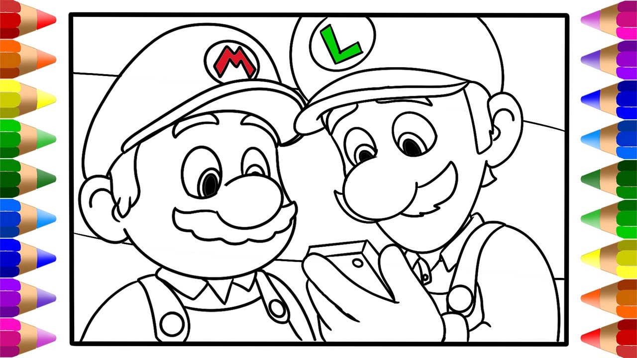 Super Mario Luigi Drawing | Super Mario Coloring Pages