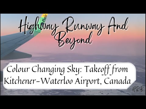 Stunning views of sky changing colours | Takeoff from Kitchener-Waterloo Airport (YKF) | Snowy day