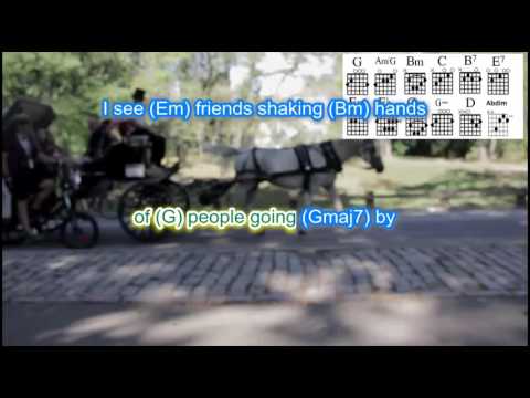 What a Wonderful World guitar backing track with chords, lyrics and vocal