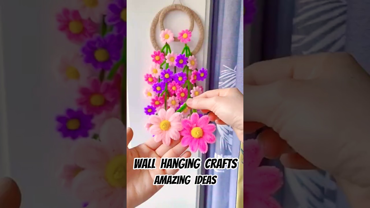 Diy Flowers Crafts | How to Make Hanging Daisy Ring with Fuzzy Wire Flower.