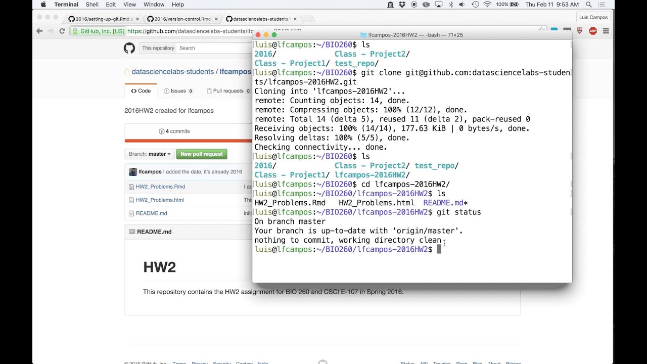 Harvard BIO 260 - Homework on Github and git