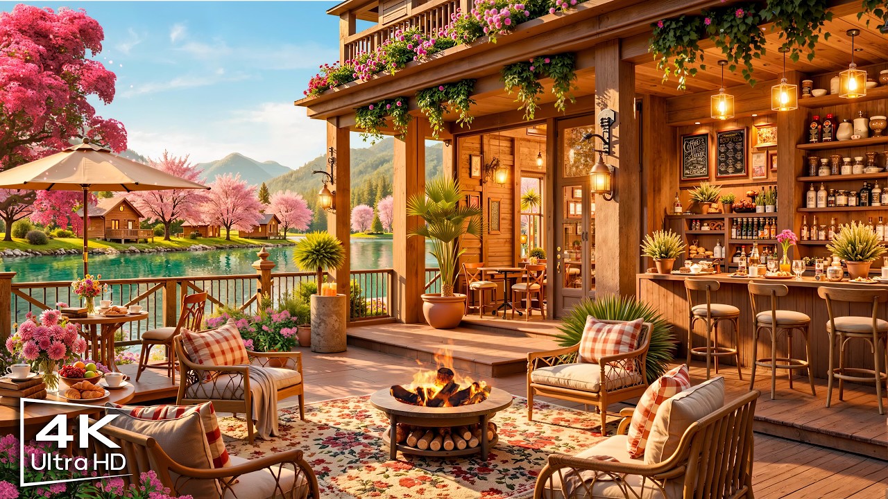 Spring Jazz Music 🌸 Cozy Coffee Shop Ambience & Smooth Jazz Instrumental Music for Relaxing, Work