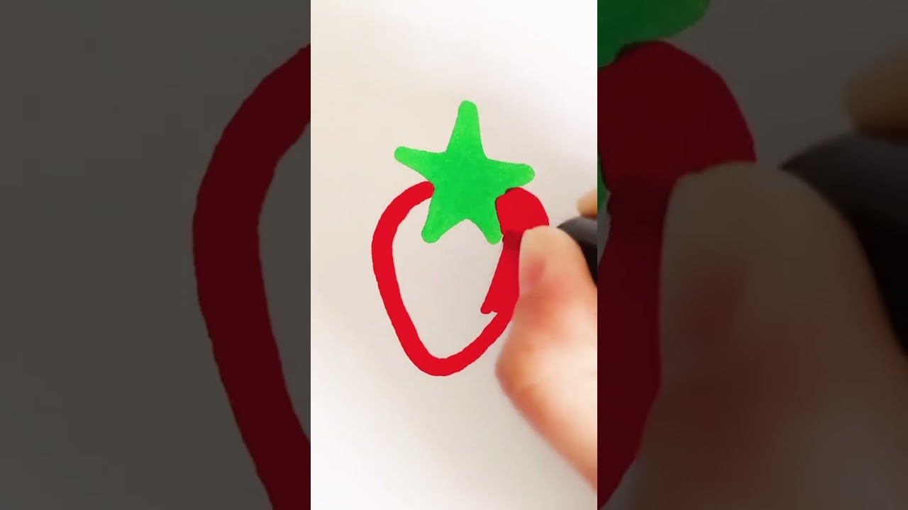 Como dibujar una fresa 🍓 fácil y muy bonito dibujo para peques