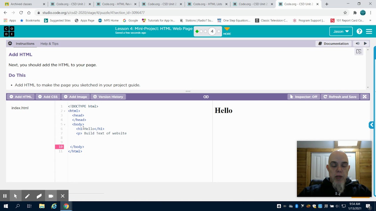 Code.org Lesson 4 Coding Your Webpages Text