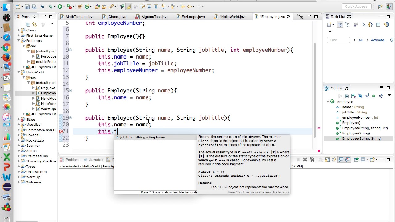 Java Default Constructors and Constructor Overloads