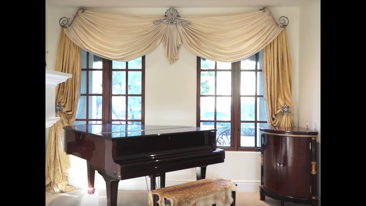 Creative Window Treatments With Swags, Panels and Swarovski Crystal | Galaxy-Design Video #140
