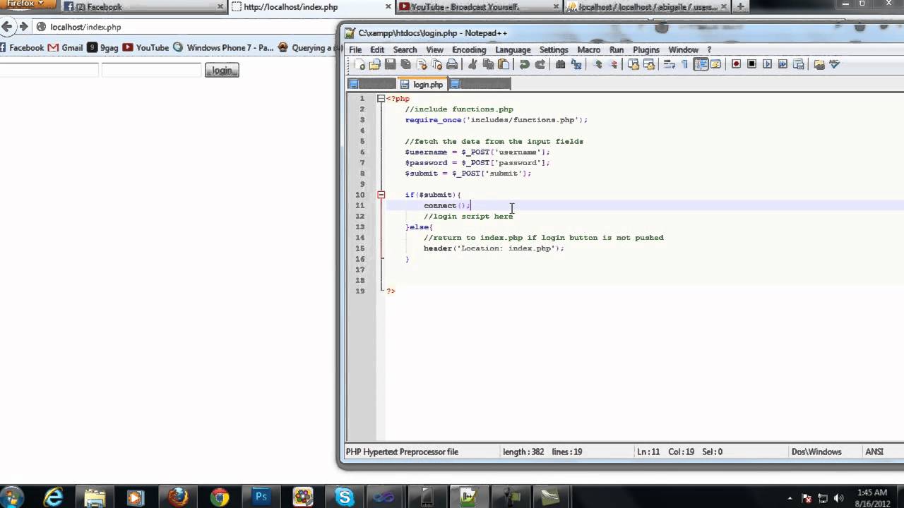 login using php and mysql (tagalog version) - part 3