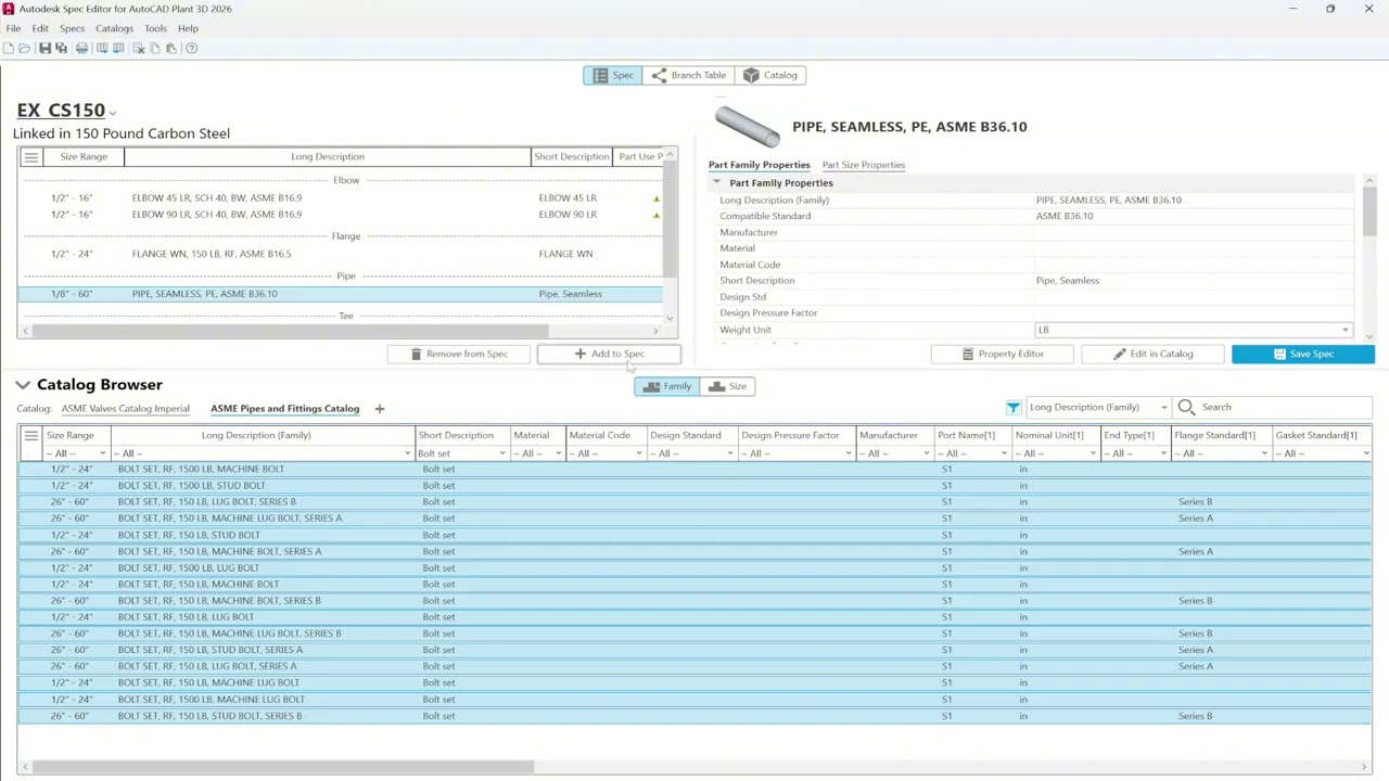 Chapter 2 Specifications: 2.4. Adding components to a spec