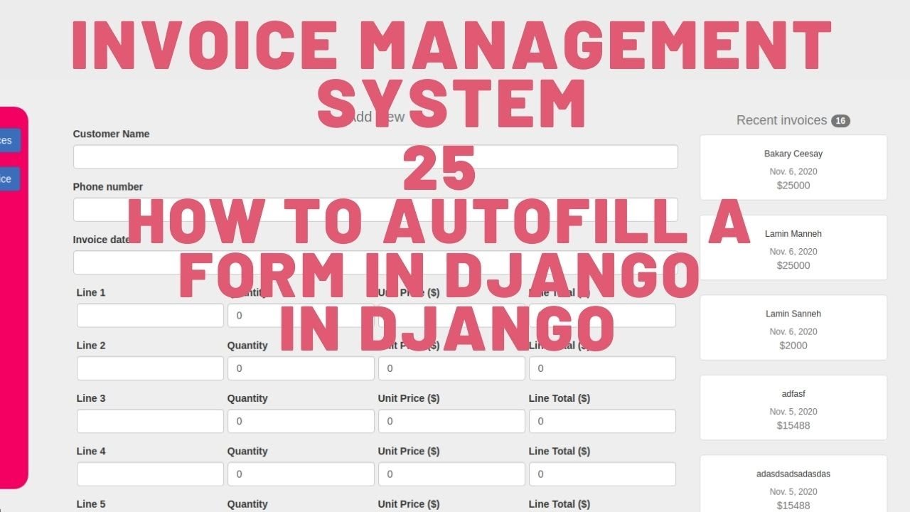 25 HOW TO AUTOFILL A FIELD OR FORM IN DJANGO – INVOICE MANAGEMENT SYSTEM
