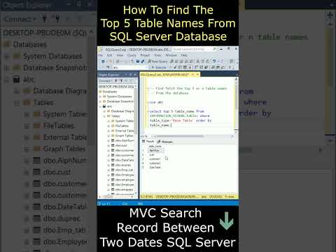 How To Fetch Top 5 or 'N' Table Names sql server ssms database