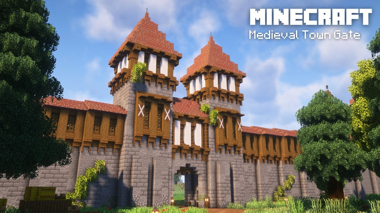 Minecraft: How to build a Medieval Town Gate | Tutorial - Minecraft ...