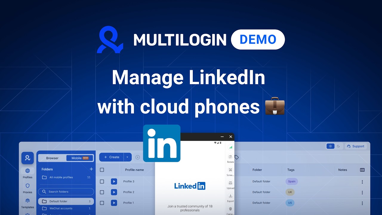 Setup multiple LinkedIn profiles on one cloud phone - Full tutorial