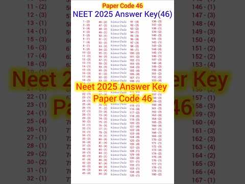 Neet 2025 Answer Key Paper Code 46 #neet2025solution
