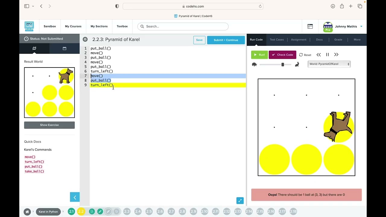 Codehs Python 2.2  Video Tutorial: More Basic Karel